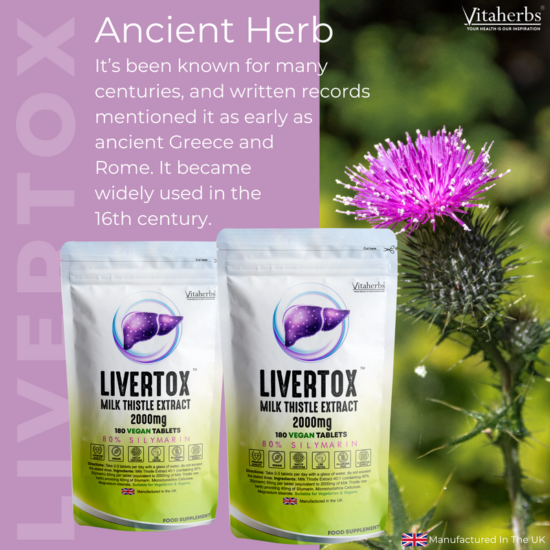 Livertox Milk Thistle Extract 2000mg Tablets - VITAHERBS – Vitaherbs.co.uk