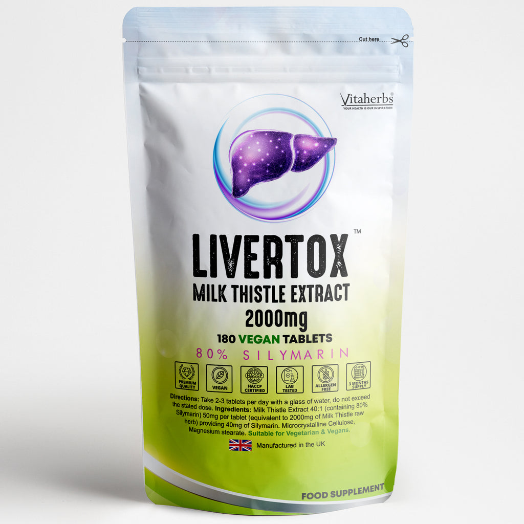 Livertox Milk Thistle Extract 2000mg Tablets - VITAHERBS – Vitaherbs.co.uk
